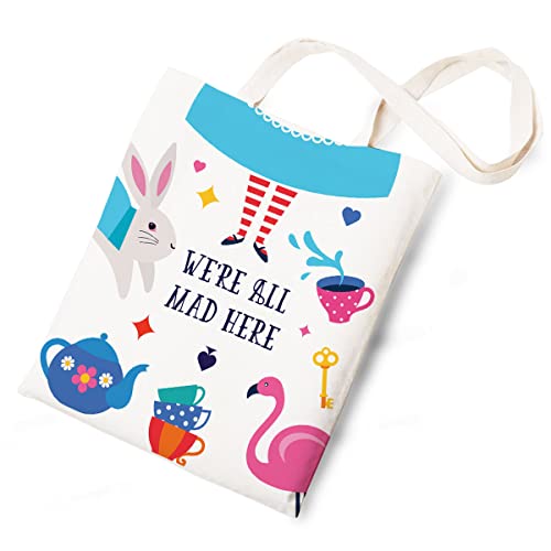 Alice in Wonderland Wonderland Themed Canvas Tote Fun Wonderland Cotton Reusable Tote Shoulder Bag Gifts For Friends Fans Ladies Men Ladies