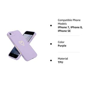 Teageo for iPhone SE 2022/ 2020, iPhone 7/ 8 Case for Women Girls, Cute Luxury Heart [Soft Anti-Scratch Full Camera Lens Protective Cover] Silicone Girly Shockproof Phone Case-Purple