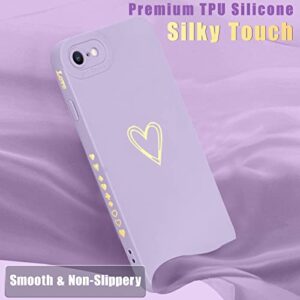 Teageo for iPhone SE 2022/ 2020, iPhone 7/ 8 Case for Women Girls, Cute Luxury Heart [Soft Anti-Scratch Full Camera Lens Protective Cover] Silicone Girly Shockproof Phone Case-Purple