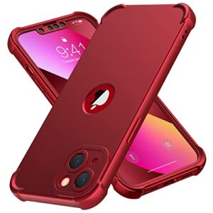 oretech for iphone 13 case, with [2 pcs glass screen protector] [camera protection] [sgs certified military grade ] 360 shockproof full body phone case iphone 13 cover slim thin case 6.1", red