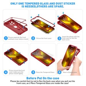 ORETECH for iPhone 13 Case, with [2 pcs Glass Screen Protector] [Camera Protection] [SGS Certified Military Grade ] 360 Shockproof Full Body Phone Case iPhone 13 Cover Slim Thin Case 6.1", Red