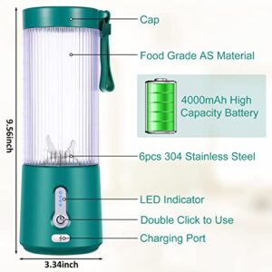 Portable Blender USB C Rechargeable, Personal Blender for Shakes and Smoothies, BPA Free Blender Cups with 6 Blades for Sports, Travel, Home and Office