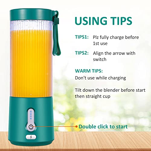 Portable Blender USB C Rechargeable, Personal Blender for Shakes and Smoothies, BPA Free Blender Cups with 6 Blades for Sports, Travel, Home and Office