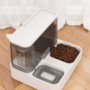 RENJIMWON Automatic Cat & Dog Feeders-Food and Water Dispenser Gravity Feeder- Self Dispensing Pet Feeder -Automatic Gravity Cat Dog Feeder (Grey)