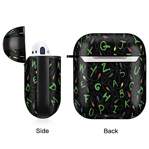 Green Black Stranger Letter Things for AirPods Case Cover for Airpods 1&2, Wireless/Wired Charging Protective AirPods Case with Keychain