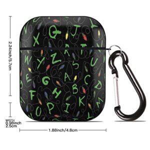 Green Black Stranger Letter Things for AirPods Case Cover for Airpods 1&2, Wireless/Wired Charging Protective AirPods Case with Keychain