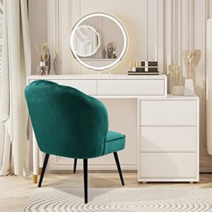 ECOMEX Velvet Accent Chair Set of 2, Modern Accent Chairs with Metal Legs, Armless Living Room Chairs, Upholstered Leisure Single Sofa Chair for Bedroom Makeup Room Dining Room (Christmas Green)