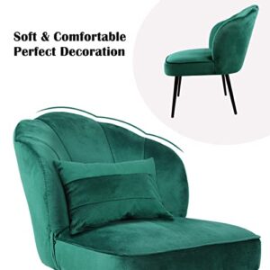 ECOMEX Velvet Accent Chair Set of 2, Modern Accent Chairs with Metal Legs, Armless Living Room Chairs, Upholstered Leisure Single Sofa Chair for Bedroom Makeup Room Dining Room (Christmas Green)