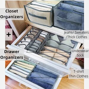 KIKILIE 6 Pack Closet Organizers for Clothing,Foldable Wardrobe Clothes Organizer Underwear Drawer Dividers for Folded Clothes