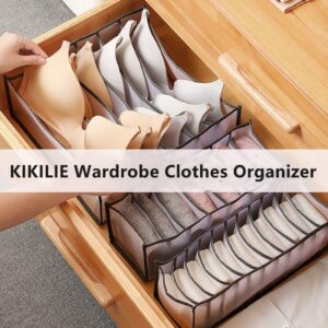 KIKILIE 6 Pack Closet Organizers for Clothing,Foldable Wardrobe Clothes Organizer Underwear Drawer Dividers for Folded Clothes