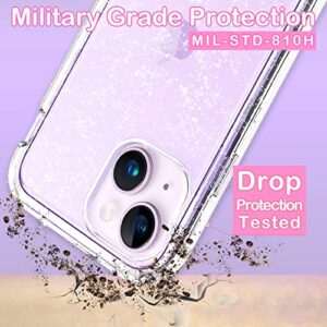 Coolwee Crystal Glitter Full Protective Compatible Apple iPhone 14 Case Military Drop Protection Heavy Duty Hybrid 3 in 1 Rugged Shock-Absorbent Transparent Shiny Clear Bling Sparkle