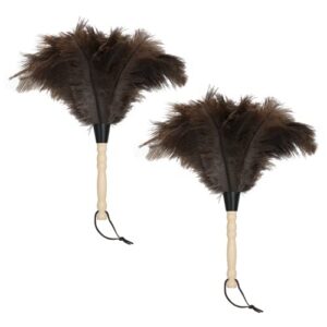 setsail feather duster, 2 pack fluffy natural ostrich feathers for cleaning with wooden handle eco-friendly feather duster cleaning supplies for furniture, car, collectibles...