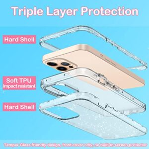 Coolwee Crystal Glitter Full Protective Case Compatible Apple iPhone 14 Pro Max, 6.7 inch, Heavy Duty Hybrid 3 in 1 Rugged Shockproof Women Girls Transparent Clear Sparkle