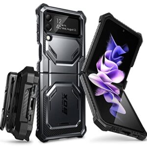 i-Blason Armorbox Series Case for Samsung Galaxy Z Flip 4 5G (2022), Full-Body Rugged Holster Case with Shock Reduction/Bumper (Black)