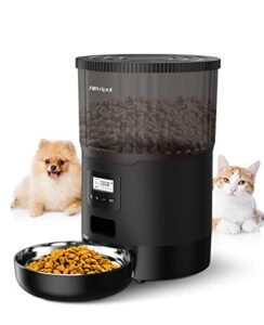 automatic cat feeders with timer, cat feeder automatic dog food dispenser for pet dry food-smart pet feeder automatic large dog feeder for cats and dogs with stainless steel bowl, 1-6 meals per day