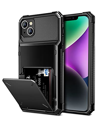 Vofolen for iPhone 14 Case Wallet Cover 4-Card Credit Card Holder ID Slot Scratch Resistant Dual Layer Hybrid Protective Hard Shell Rugged TPU Bumper Armor Case for iPhone 14 case 6.1 inch Black