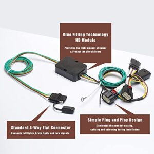 4 Pin Trailer Wiring Harness Kit 56407 Compatible with Jeep Wrangler JL 2018-2022&Jeep Gladiator 2020-2022, Vehicle-Side Custom Trailer Towing Wire Harness with Upgraded Circuit Protected HD ModuLite