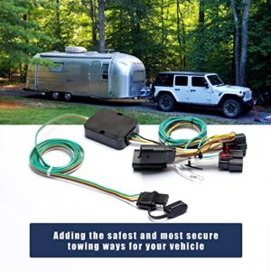 4 Pin Trailer Wiring Harness Kit 56407 Compatible with Jeep Wrangler JL 2018-2022&Jeep Gladiator 2020-2022, Vehicle-Side Custom Trailer Towing Wire Harness with Upgraded Circuit Protected HD ModuLite