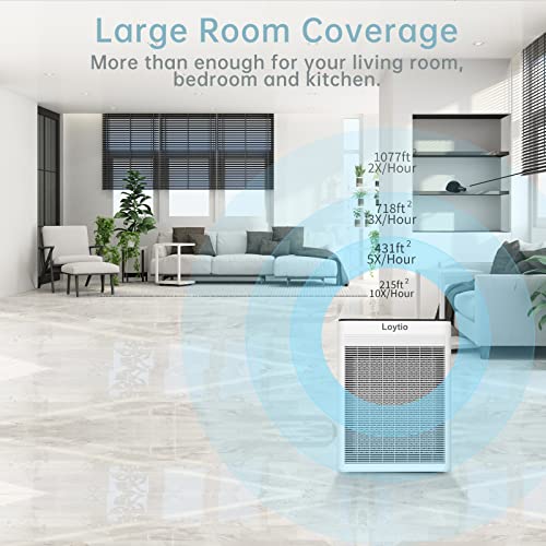 Air Purifiers for Home Large Room, H13 True HEPA Filter Cleaner with Washable Filter for Allergies, Pollen, Smoke, Dust, Pet Hair Remover, White