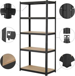 jaosy garage storage shelves heavy duty, adjustable shelves 30" lx12''wx66 h shelving unit with 5-shelf, racking shelf heavy duty garage shelving storage shelves black metal shelf