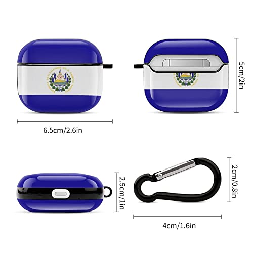 TAIZIYEAH Full Printed Case for AirPods 3 El Salvador Flag Headset Case with Keychain for Women and Men