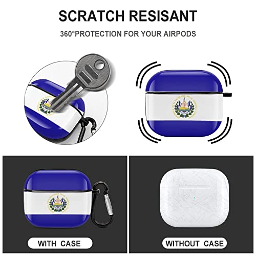 TAIZIYEAH Full Printed Case for AirPods 3 El Salvador Flag Headset Case with Keychain for Women and Men