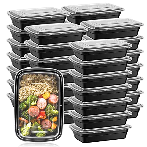 Aivoch Update 50 Pack 32 oz Meal Prep Container, Food Storage Containers with Lids, Disposable Bento Box Reusable Plastic Lunch Box Kitchen Food Take-Out Box Microwave Dishwasher Freezer Safe