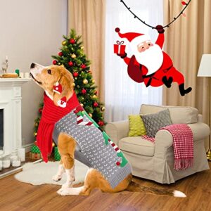 SGQCAR 4Pieces Ugly Christmas Dog Sweater with Scarf and Hairpin Xmas Pet Dog Winter Knitwear Elf Dog Clown Sweater Holiday and Party for Small Medium Dogs Cat