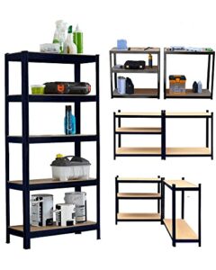 66" storage shelves, heavy duty steel frame 5-tier storage shelves for garage, heavy duty shelving unit metal storage rack, adjustable storage shelves standing for home/office/dormitory/garage (black)