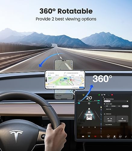 VICSEED Tesla Phone Mount【Strongest Magnet Power】MagSafe Car Mount for Tesla Model 3 Model Y, Foldable Hidden Phone Holder Fit for All Phone, Tesla Model 3 Accessories