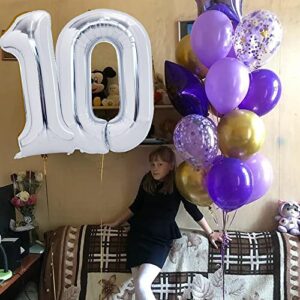 TONIFUL 50 Inch Large Silver Number Balloons 0-9, Foil Mylar Big Digital Balloon Number 1 Digit One for Birthday Party, Wedding, Bridal Shower, Engagement, Photo Shoot, Anniversary (Silver one)