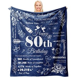 puvazi 80th birthday gifts for women men-best birthday gifts for 80-80th birthday gift for mom-1943 80th birthday gift ideas-happy 80th birthday gift-80th birthday decoration women blanket 60"x 50"