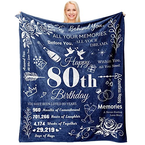 Puvazi 80th Birthday Gifts for Women Men-Best Birthday Gifts for 80-80th Birthday Gift for Mom-1943 80th Birthday Gift Ideas-Happy 80th Birthday Gift-80th Birthday Decoration Women Blanket 60"x 50"