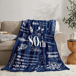 Puvazi 80th Birthday Gifts for Women Men-Best Birthday Gifts for 80-80th Birthday Gift for Mom-1943 80th Birthday Gift Ideas-Happy 80th Birthday Gift-80th Birthday Decoration Women Blanket 60"x 50"