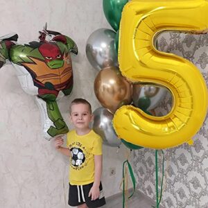 TONIFUL 50 Inch Large Gold Number Balloons 0-9, Foil Mylar Big Digital Balloon Number 5 Digit five for Birthday Party, Wedding, Bridal Shower, Engagement, Photo Shoot, Anniversary (Gold five)