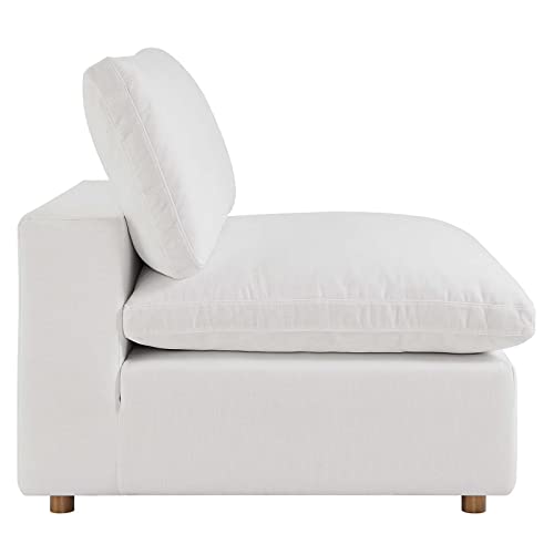 Modway Commix Down-Filled Overstuffed Upholstered Sectional Sofa Armless Chair in Pure White