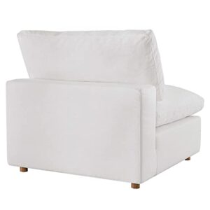 Modway Commix Down-Filled Overstuffed Upholstered Sectional Sofa Armless Chair in Pure White