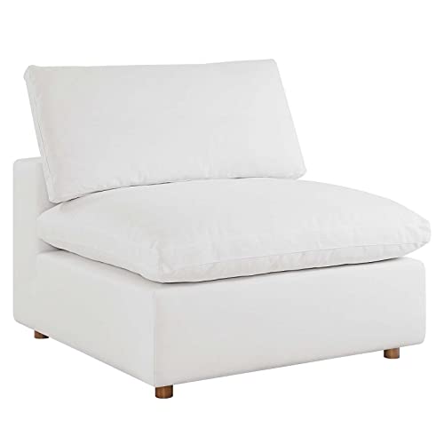 Modway Commix Down-Filled Overstuffed Upholstered Sectional Sofa Armless Chair in Pure White