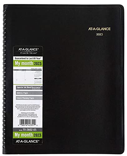 2023 Monthly Planner & Appointment Book By At A Glance - Large 9" x 11" - Black - Professional Spiral Bound Annual 15 Month Schedule Calendar For Women And Men