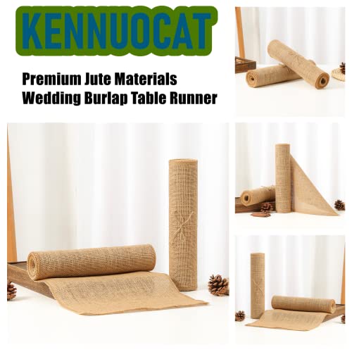 KENNUOCAT Burlap Table Runners for Rustic Charm - 2 Pack 30x275cm, Natural Jute Fabric Rolls for Weddings, Home Decor & Events - Elevate Your DIY Crafts- Perfect for Any Creative Project