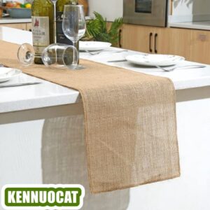 KENNUOCAT Burlap Table Runners for Rustic Charm - 2 Pack 30x275cm, Natural Jute Fabric Rolls for Weddings, Home Decor & Events - Elevate Your DIY Crafts- Perfect for Any Creative Project