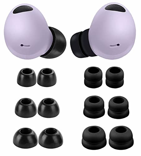 A-Focus Galaxy Buds 2 Pro Ear Tips【Double Flange & Memory Foam Tips】, L/M/S Replacement Noise Canceling Earbuds Wings Compatible with Beats Studio Buds/Fit Pro, 214523 [6 Pairs] Black