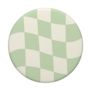 Danish Pastel Aesthetic Green Checkered PopSockets Standard PopGrip