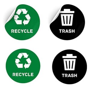 recycle sticker for trash can - 4 pack 6x6" waterproof scratch proof large vinyl recycling sticker - ideal sign for kitchen trash can with recycling bin combo - suitable for kitchen garbage can or outdoor trash can