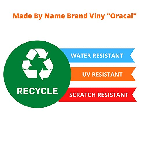 Recycle Sticker for Trash Can - 4 Pack 6x6" Waterproof Scratch Proof Large Vinyl Recycling Sticker - Ideal Sign for Kitchen Trash Can With Recycling Bin Combo - Suitable for Kitchen Garbage Can or Outdoor Trash Can