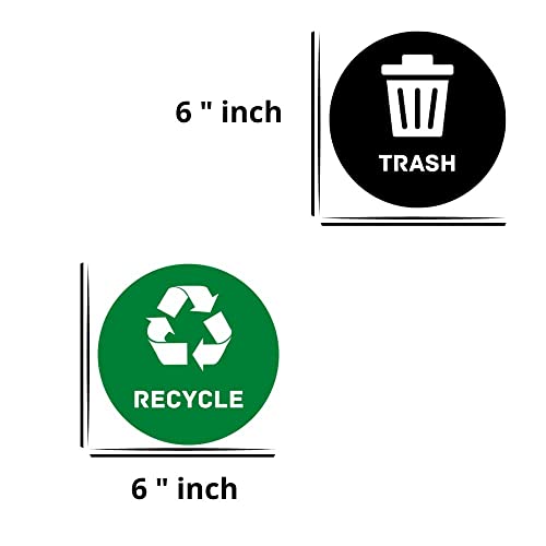 Recycle Sticker for Trash Can - 4 Pack 6x6" Waterproof Scratch Proof Large Vinyl Recycling Sticker - Ideal Sign for Kitchen Trash Can With Recycling Bin Combo - Suitable for Kitchen Garbage Can or Outdoor Trash Can