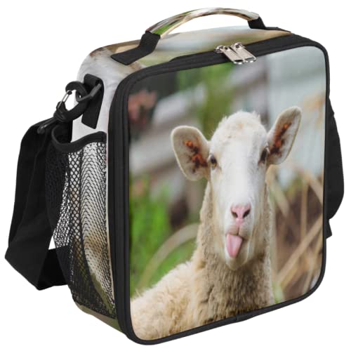 Sheep Lunch Bag for Girls Boys, Cute Sheep Reusable Insulated Lunch Box Leak Proof Lunch Cooler Tote Bag for School Picnic Travel Beach