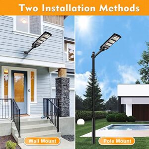 Wattake 300W Solar LED Street Light, 6000K 4000LM Outdoor Solar Powered Street Lights with Motion Sensor and Light Control for Parking Lot, Garage, Home, IP65 Waterproof, Wall or Pole Mount