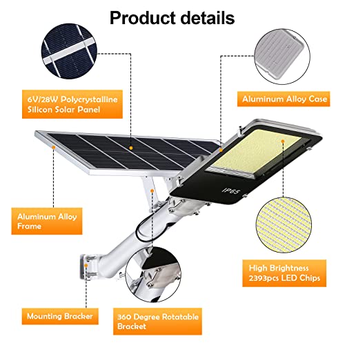 Wattake Ultra Bright LED Solar Street Lights Outdoor Waterproof, 1000W Dusk to Dawn Street Lights Solar Powered with Remote Control for Parking Lot Patio,Yard and Garage