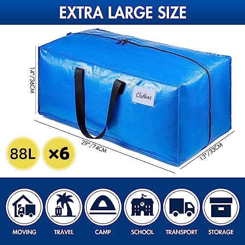 TAILI Heavy Duty Moving Bags, Clothing Storage Bags with Sturdy Zipper and Strong Handles, Blue Clothes Storage Bins, Extra Large Tote Bag for Moving Supplies, Better than Moving Boxes (4-Pack)